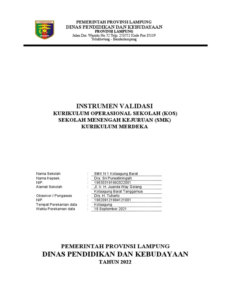 Instr Vldsi Kos SMK Ikm | PDF