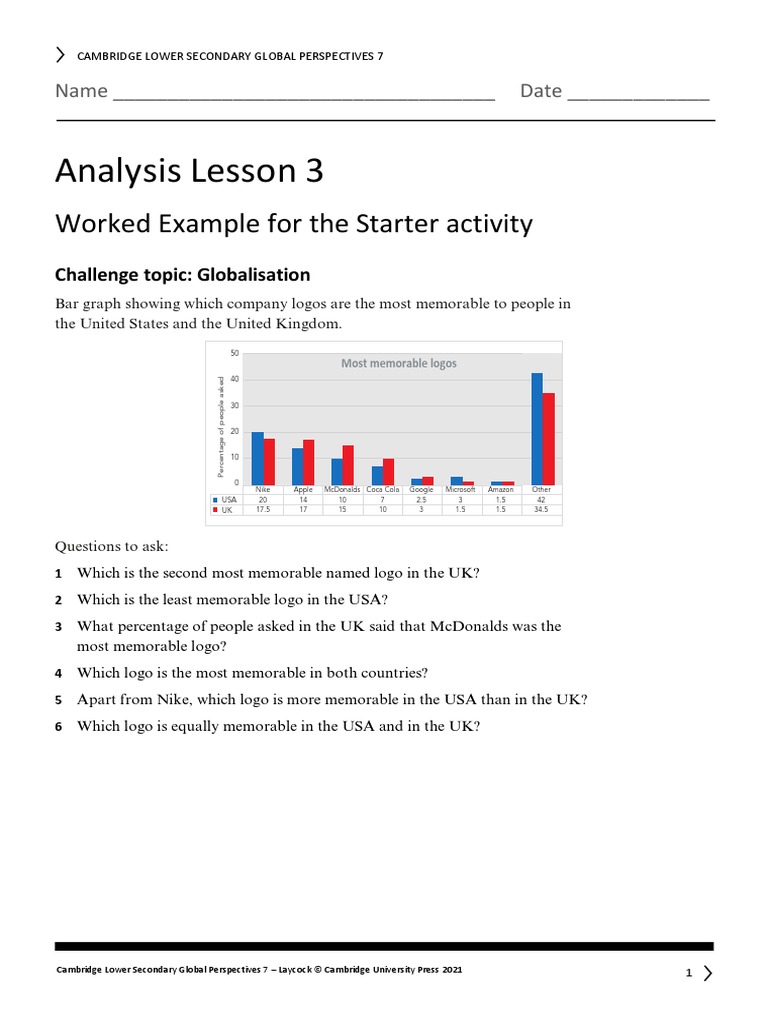 Analysis Lesson 3 Worked Example For The Starter Activity | PDF