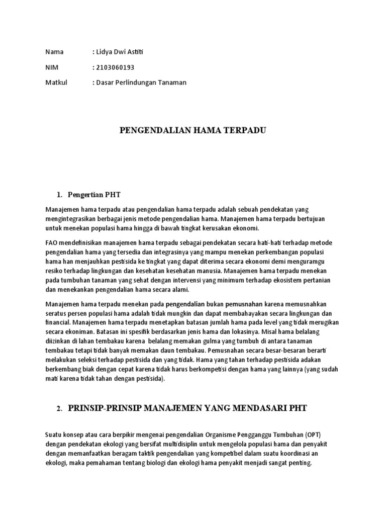 Pengendalian Hama Terpadu | PDF