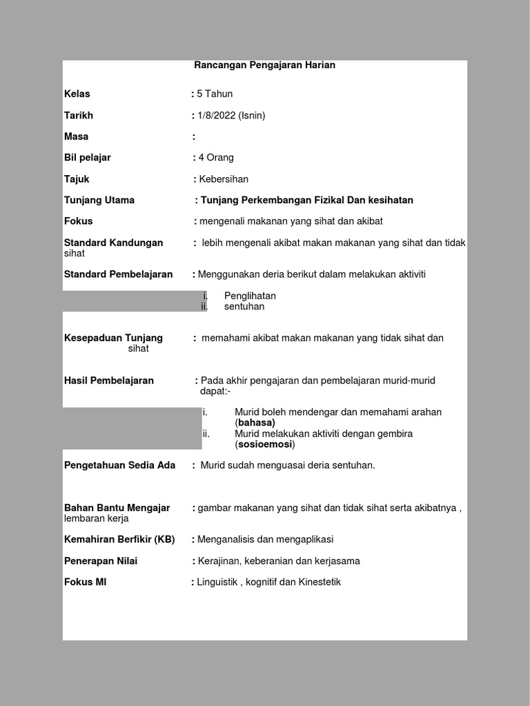 RPH Kesihatan Nur Sofea Balqis | PDF | Karier & Perkembangan