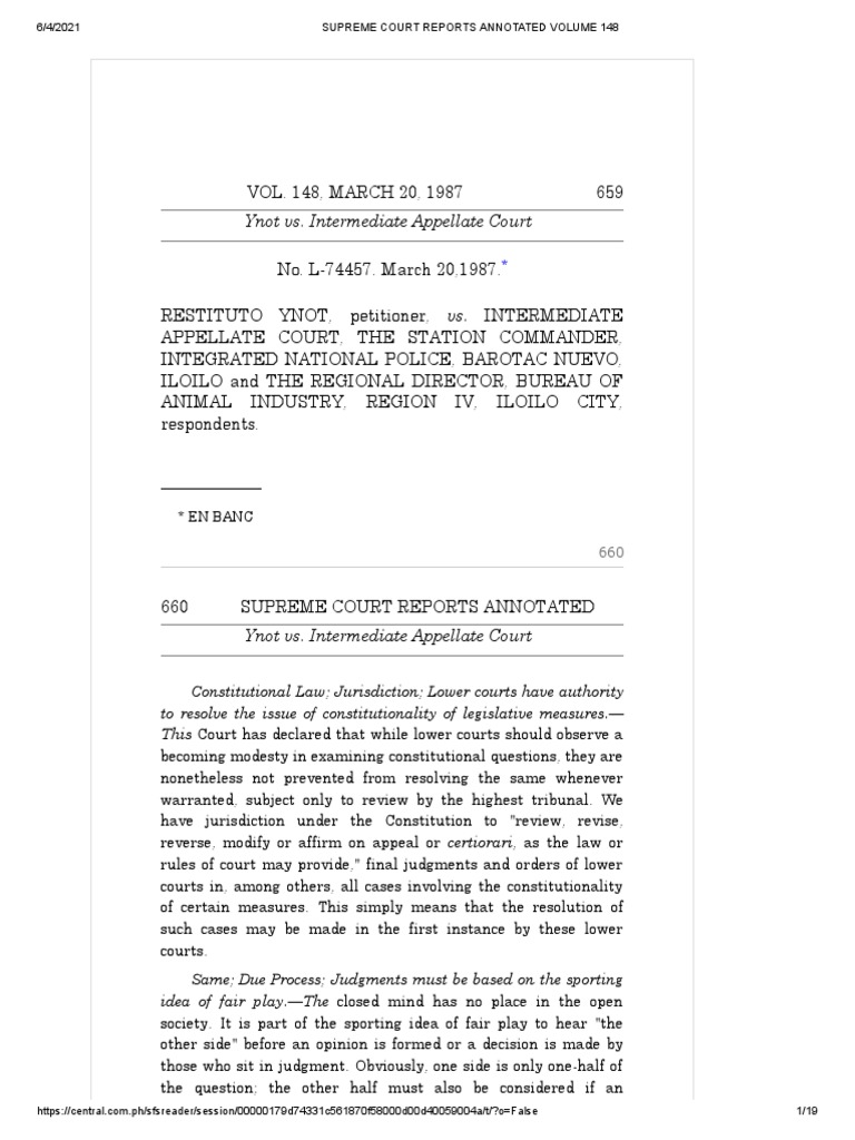 Ynot Vs Intermediate Appellate Court | PDF | Appeal | Certiorari