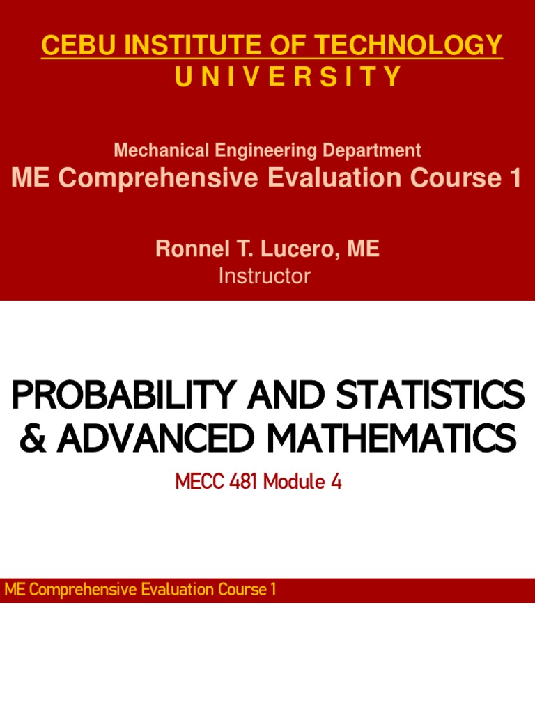 MECC481 - 4 - Probability and Statistics Advanced Math | PDF | Variance ...