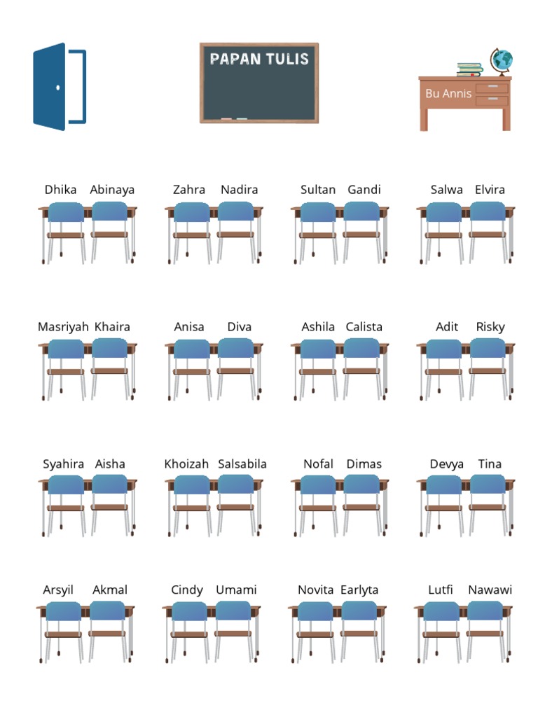 Classroom Seating Chart For Tables PDF