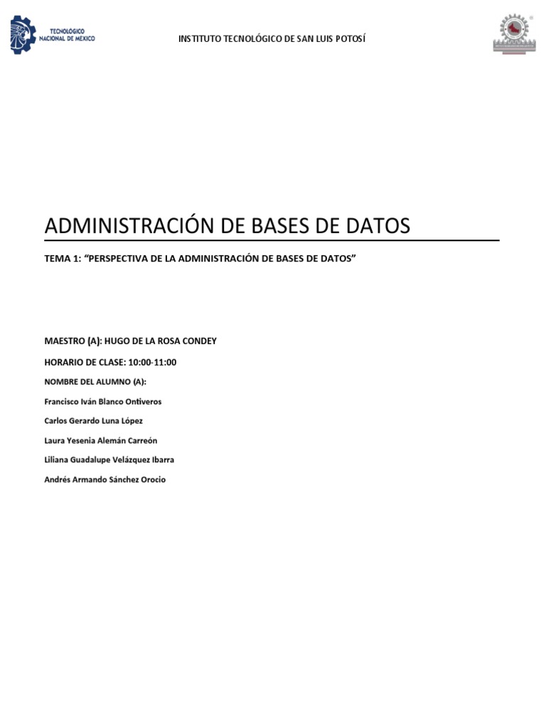 Administración de Bases de Datos - Tarea Unidad 1 | PDF | Bases de datos | Software de la aplicacion