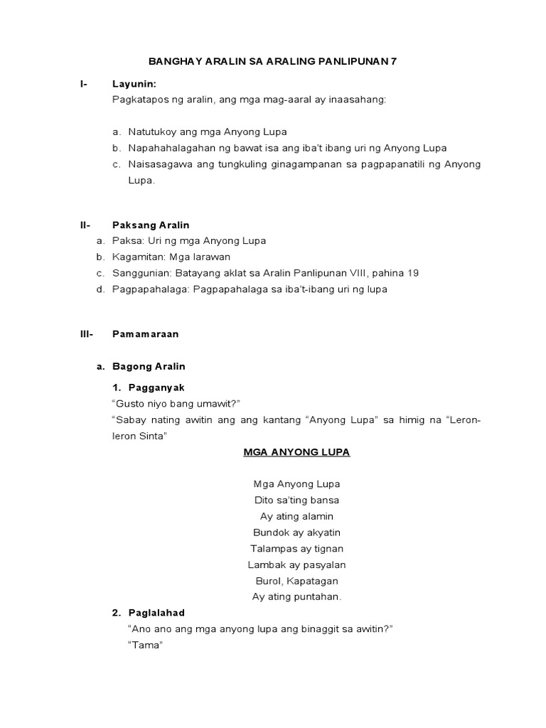 Lesson Plan in Araling Panlipunan | PDF