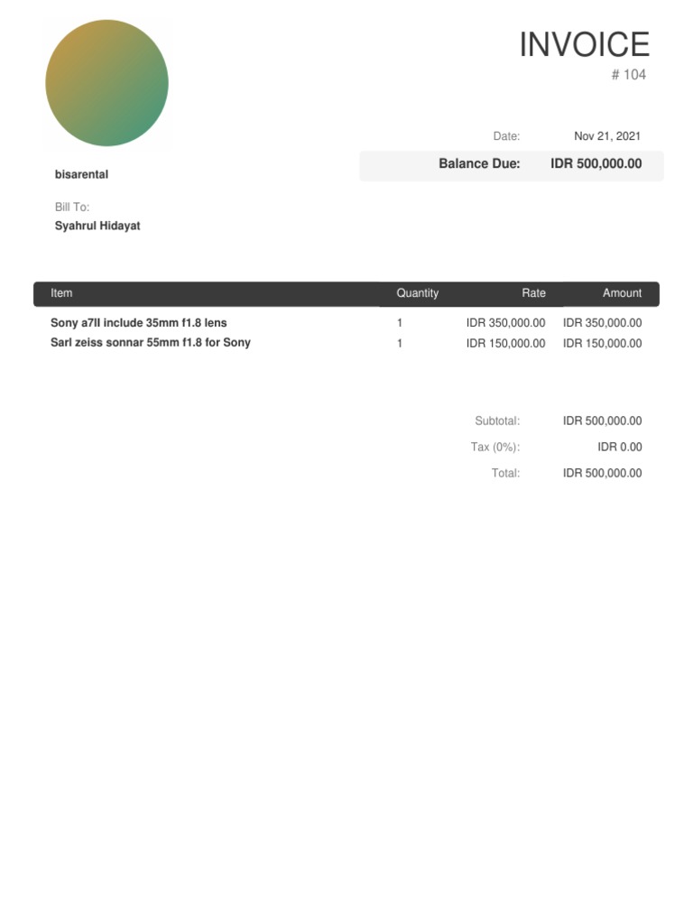 Invoice # 104-2 | PDF