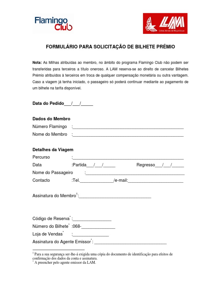 Formulario de Bilhete Premio | PDF