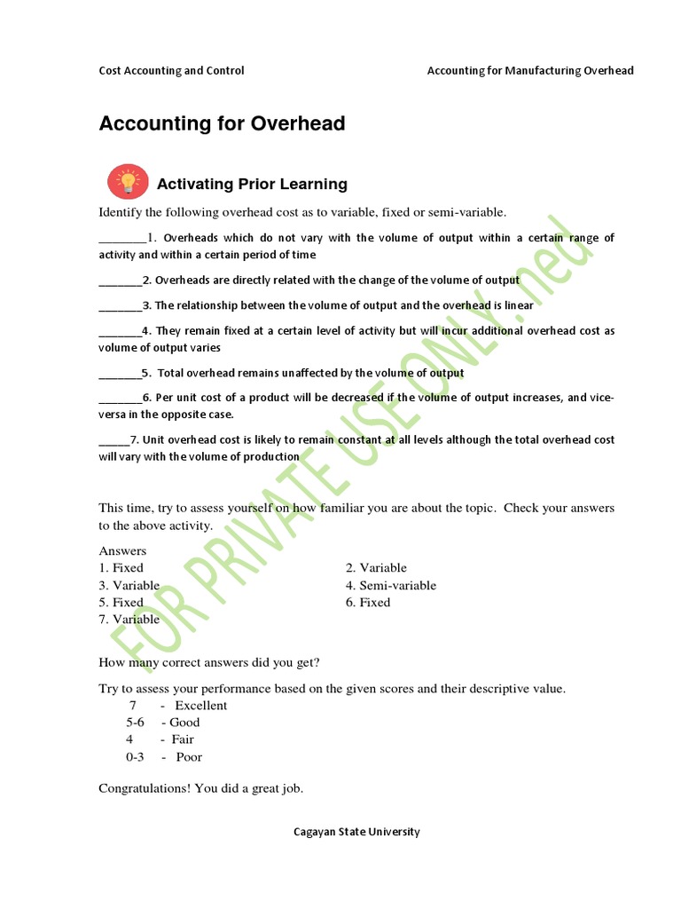 Accounting For Factory Overhead | Download Free PDF | Cost Of Goods ...