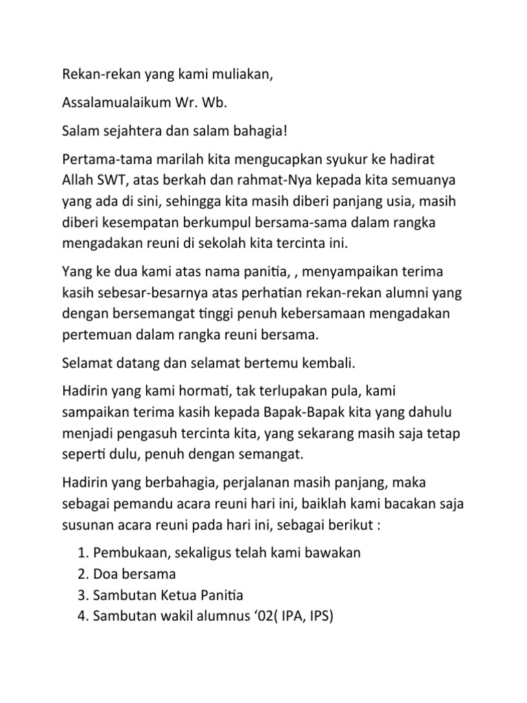 Acara Reuni | PDF