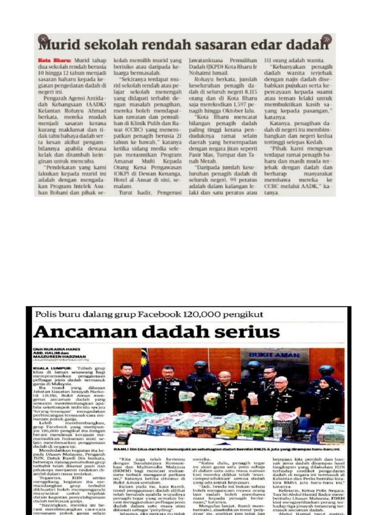 Keratan Akhbar Mengenai Dadah | PDF