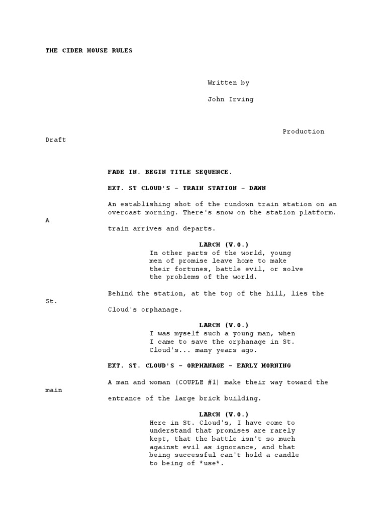 The Cider House Rules Script | PDF