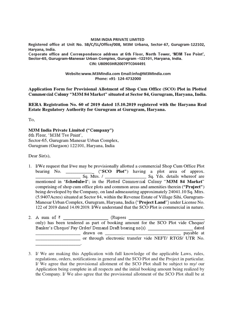 Application Form - SCO 84 18-02-2020 | PDF | Taxes | Cheque