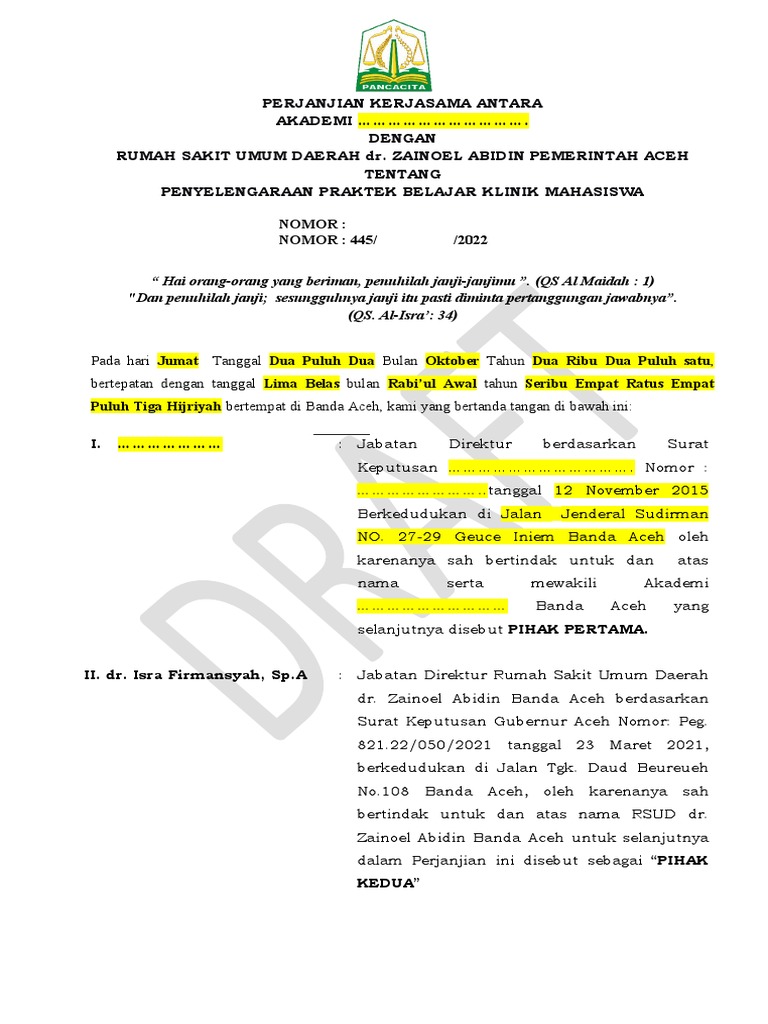 Format Akad Syariah Yg Disepakati (MoU Pendidikan) | PDF