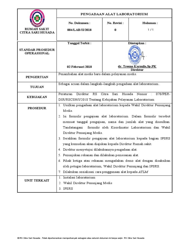 004 Spo Pengadaan Alat Laboratorium | PDF | Sains & Matematika | Teknologi & Rekayasa