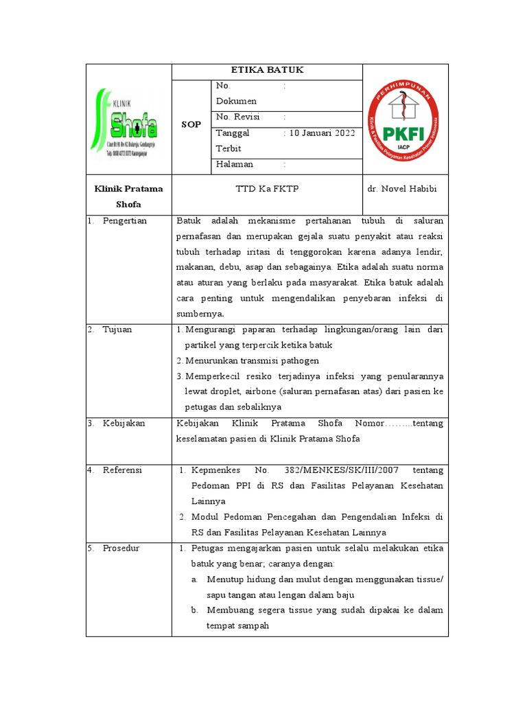 Sop Etika Batuk | PDF