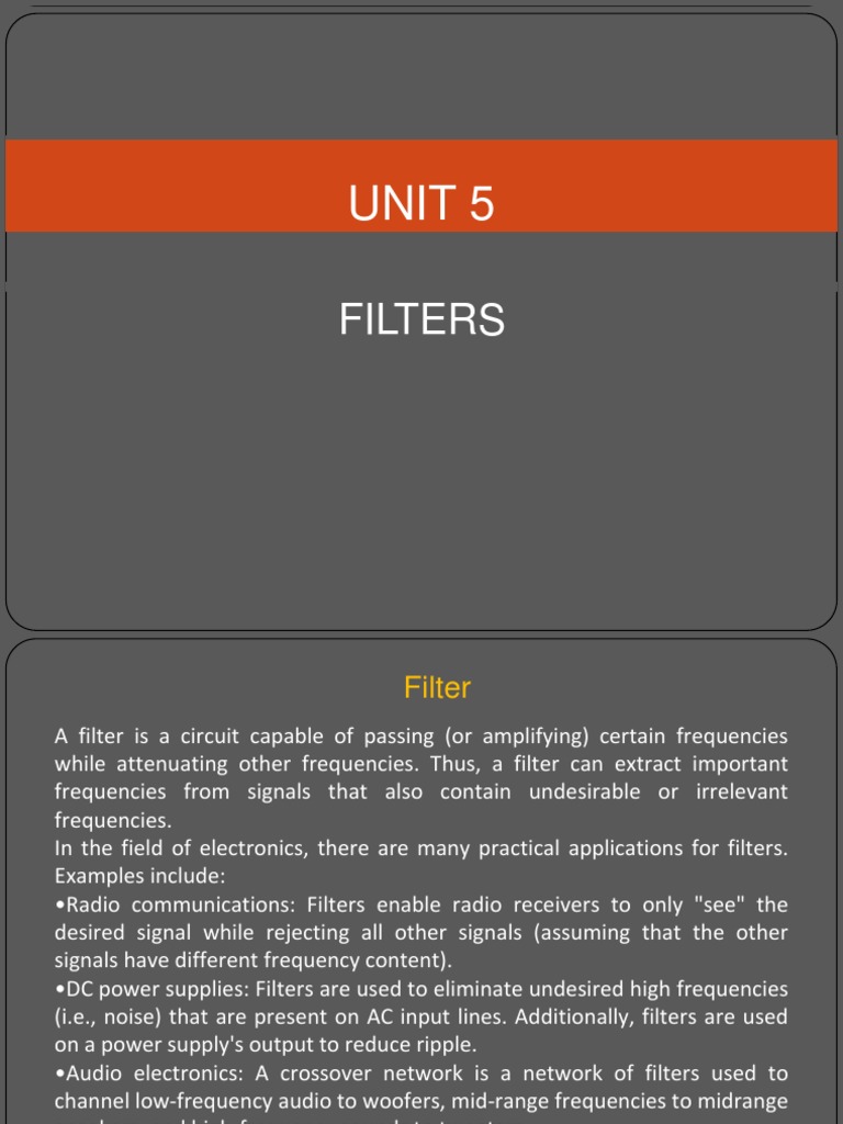 Unit 5 Filters | PDF | Electronic Filter | Low Pass Filter
