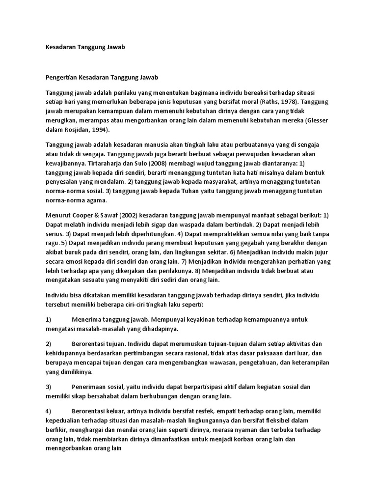 Kesadaran Tanggung Jawab Individu | PDF