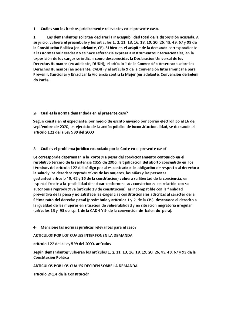 Taller Sentencia C 055 2022 | PDF | El embarazo | Aborto