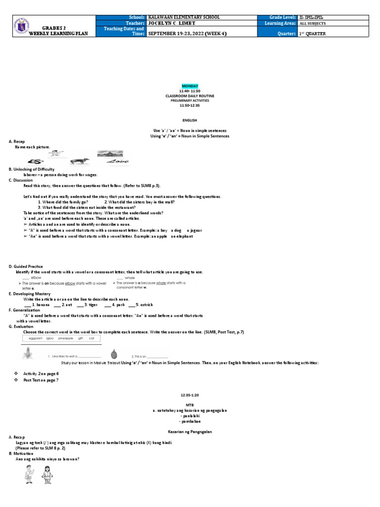 Grade2 WLP-WK4 | PDF | Linguistics | Human Communication
