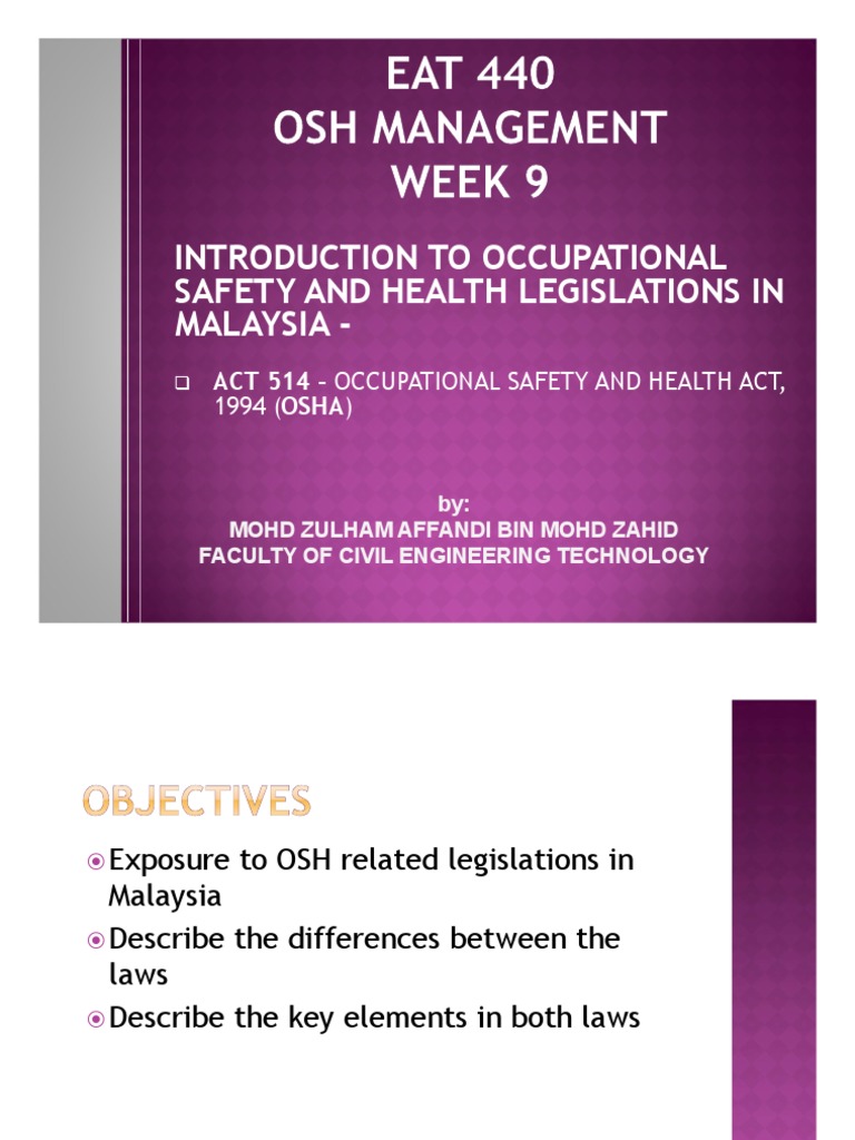 Occupational Safety and Health Act 1994 | PDF | Occupational Safety And ...