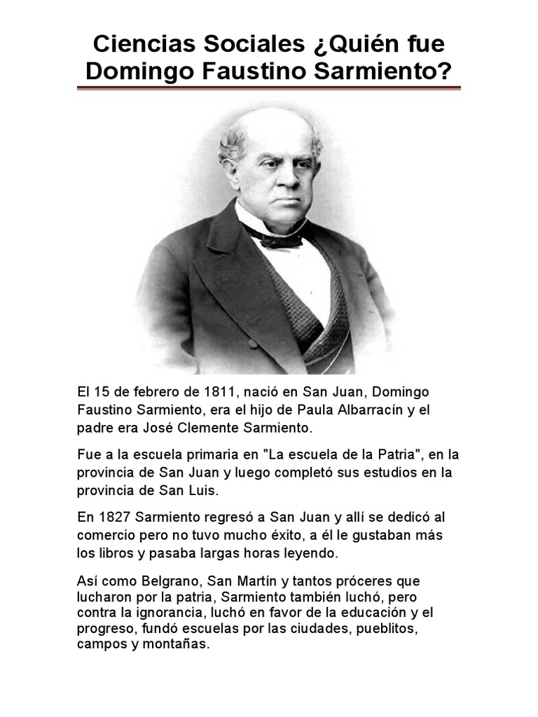 Biografía de Sarmiento para Niños | PDF