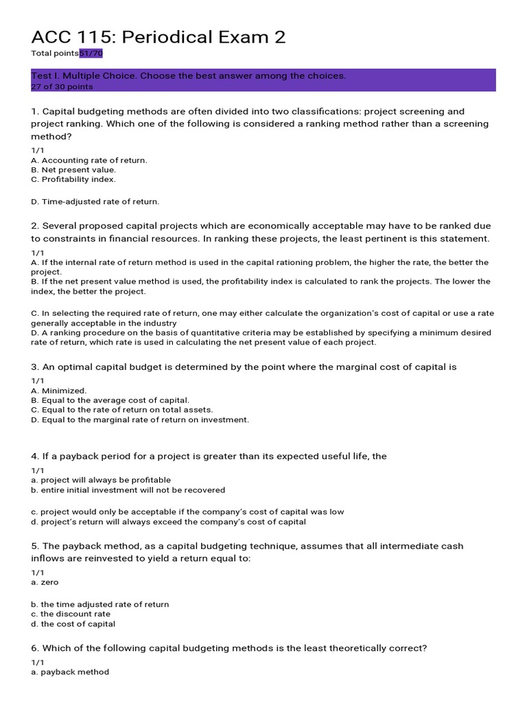 Acc 115 - P2 | PDF | Internal Rate Of Return | Net Present Value