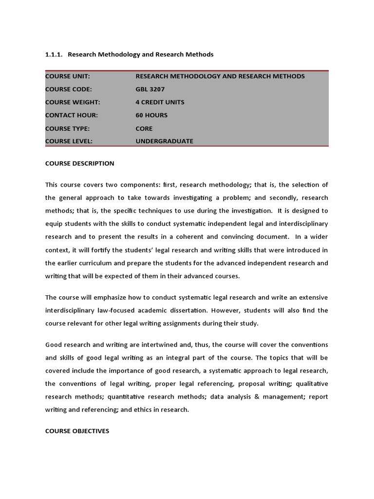 Research Methodology Course Overview | PDF | Methodology | Qualitative ...