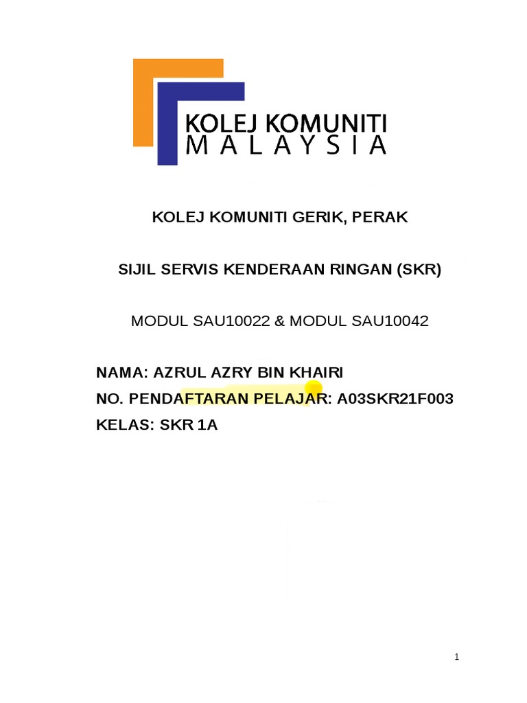 Kolej Komuniti Gerik, Perak: MODUL SAU10022 & MODUL SAU10042 | PDF