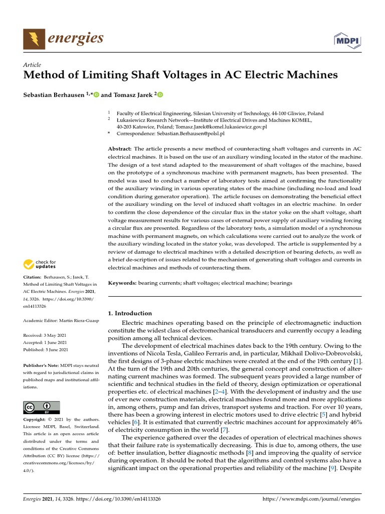 Energies 14 03326 | PDF | Bearing (Mechanical) | Alternating Current