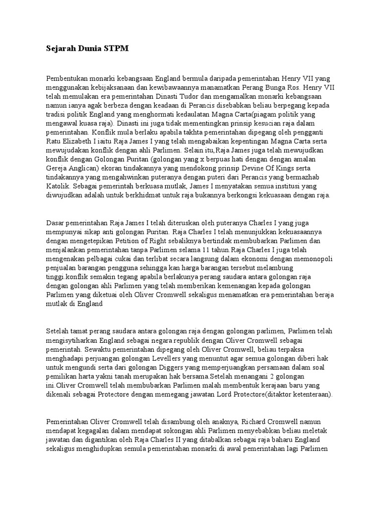 Sejarah Dunia STPM | PDF | Sejarah