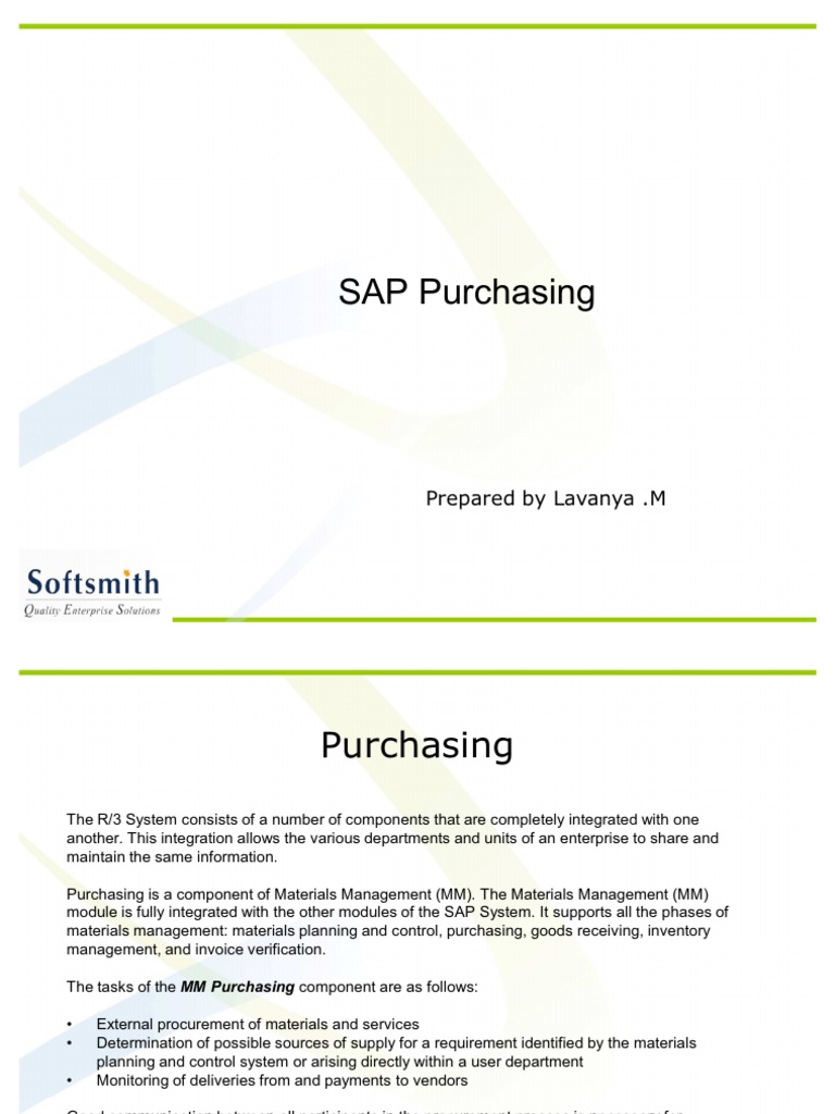 SAP Purchasing User Training Manual | PDF | Production And ...