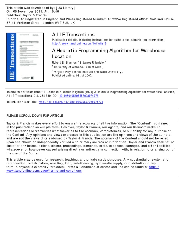 Shannon 1970 | PDF | Mathematical Optimization | Heuristic