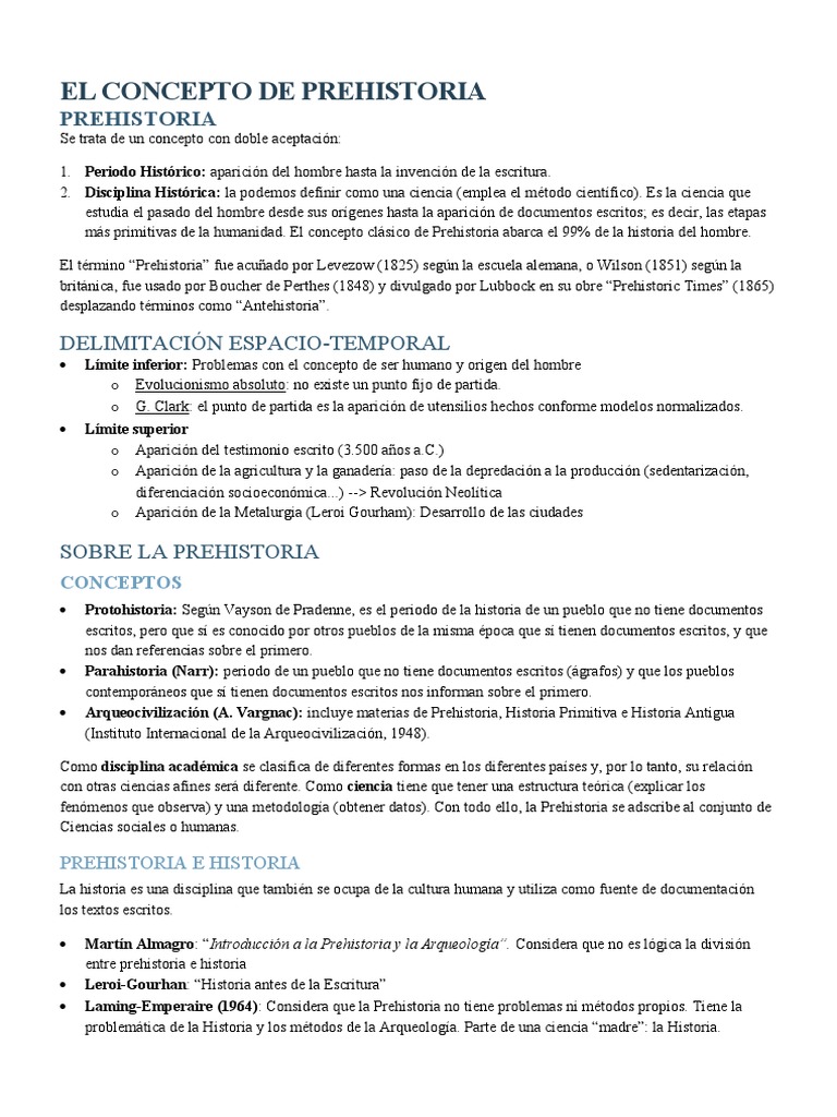 T1-El Concepto de Prehistoria | PDF | Arqueología | Antropología