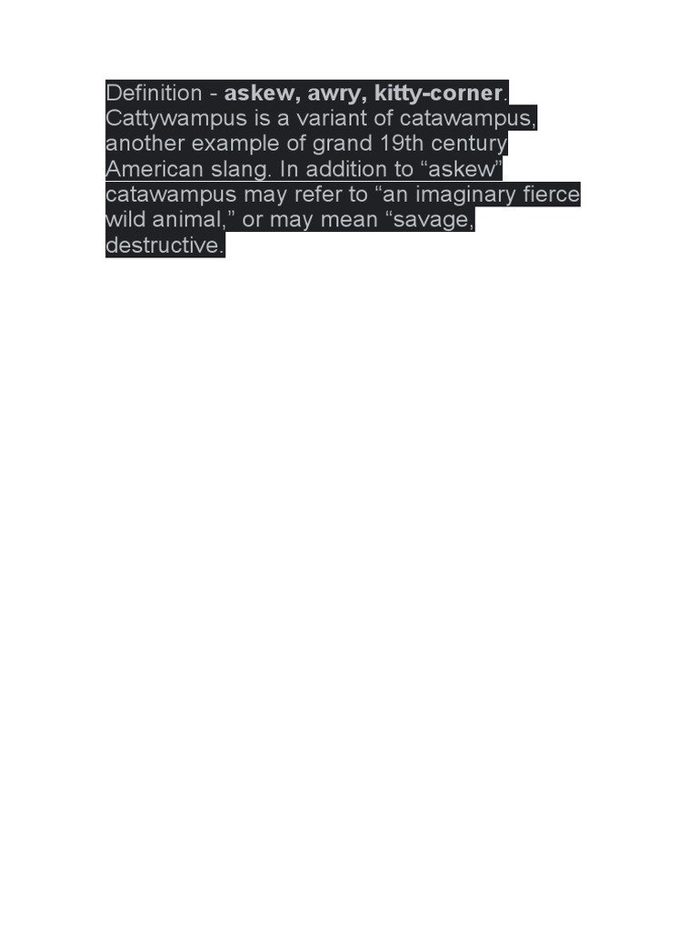 Cattywampus: Meaning & Origins | PDF