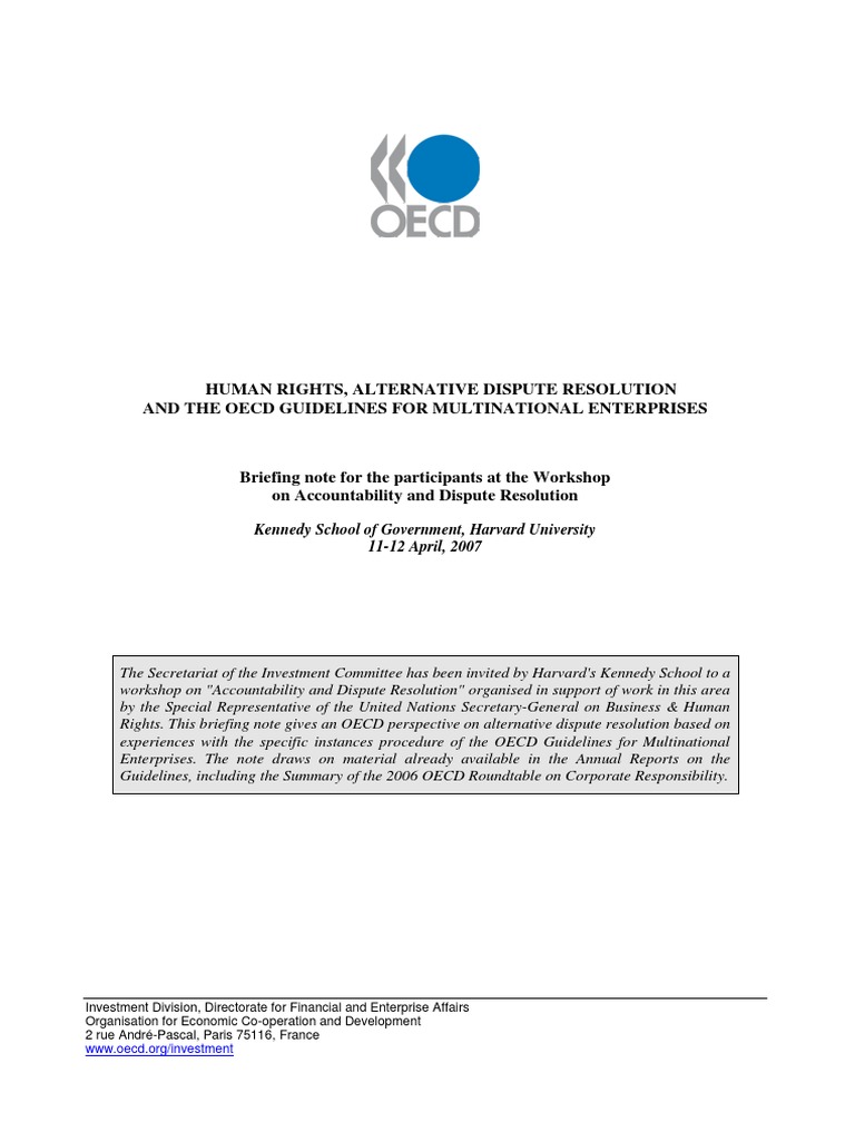 Human Rights, Alternative Dispute Resolution and The Oecd Guidelines ...