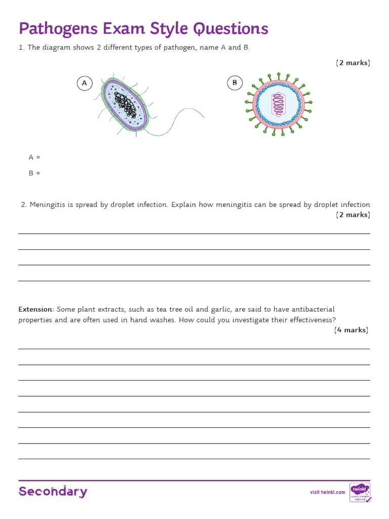 Pathogens Exam Style Questions | PDF