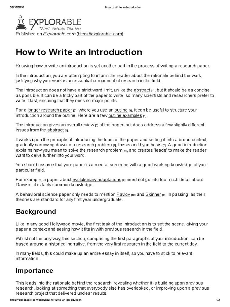 How To Write An Introduction | PDF | Experiment | Scientific Method