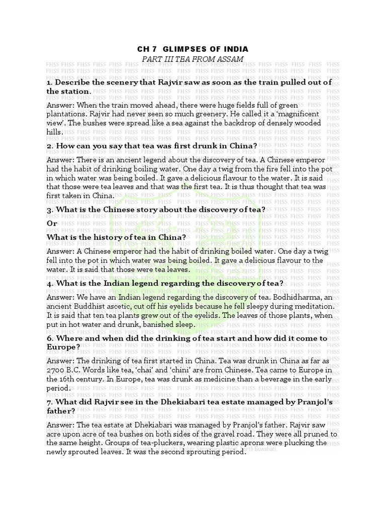 CH 7 Glimpses of India Part Iii Tea From Assam | PDF | Tea