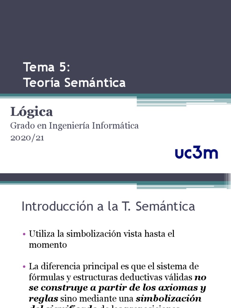T5 Teoría Semántica 2020 21 | PDF | Proposición | Lógica de primer orden