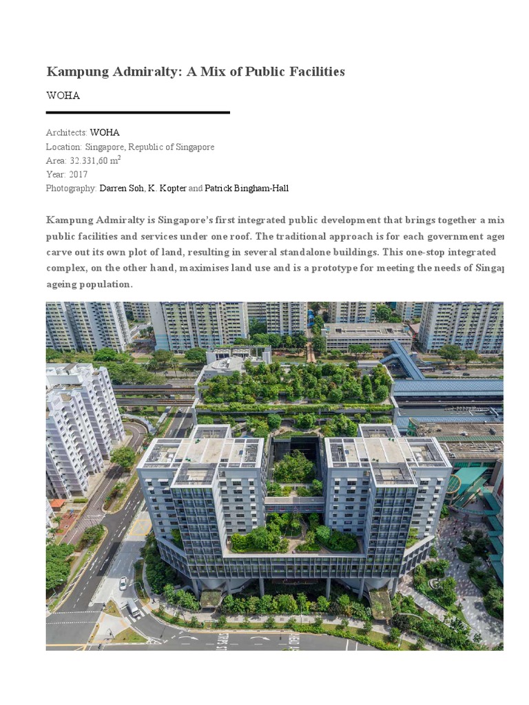 Kampung Admiralty - A Mix of Public Facilities - UrbanNext | PDF | Economic Sectors | Design