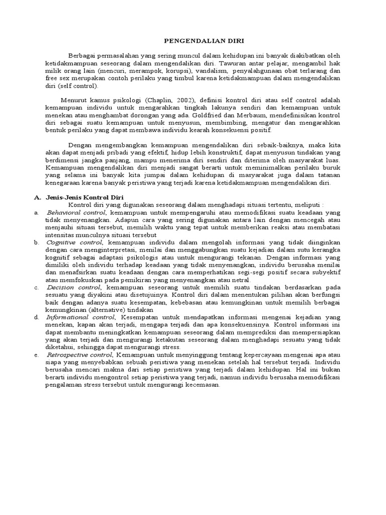Pengendalian Diri | PDF