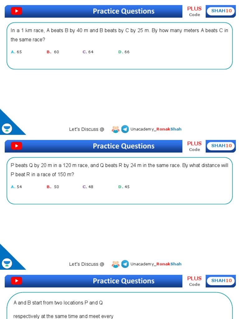 Time Speed - Assignment 3 - 8 Feb - Races | PDF | Speed | Physical Quantities