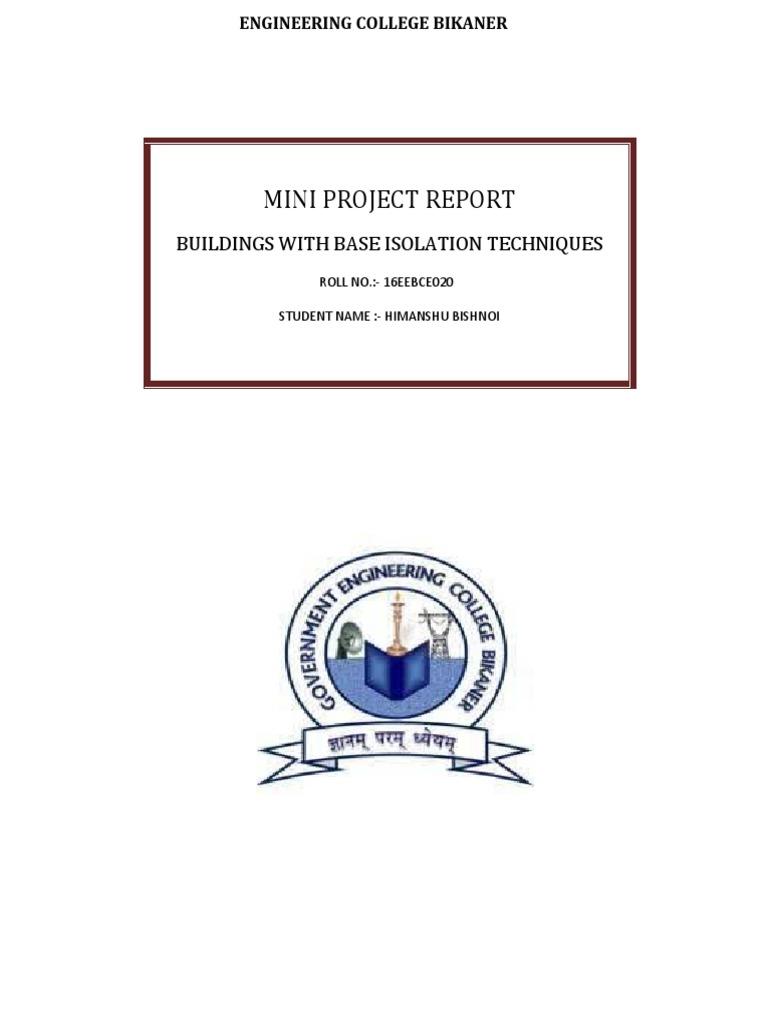 MINI PROJECT REPORT2 Edited | PDF | Earthquake Engineering | Structural ...