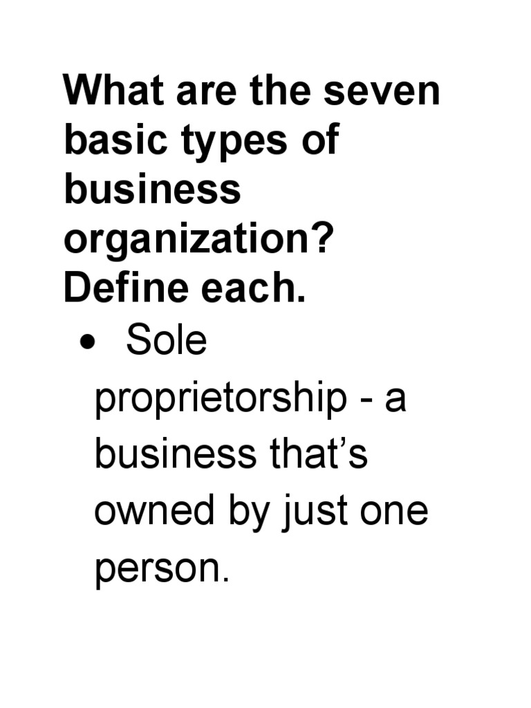 What Are The Seven Basic Types of Business Organization | PDF