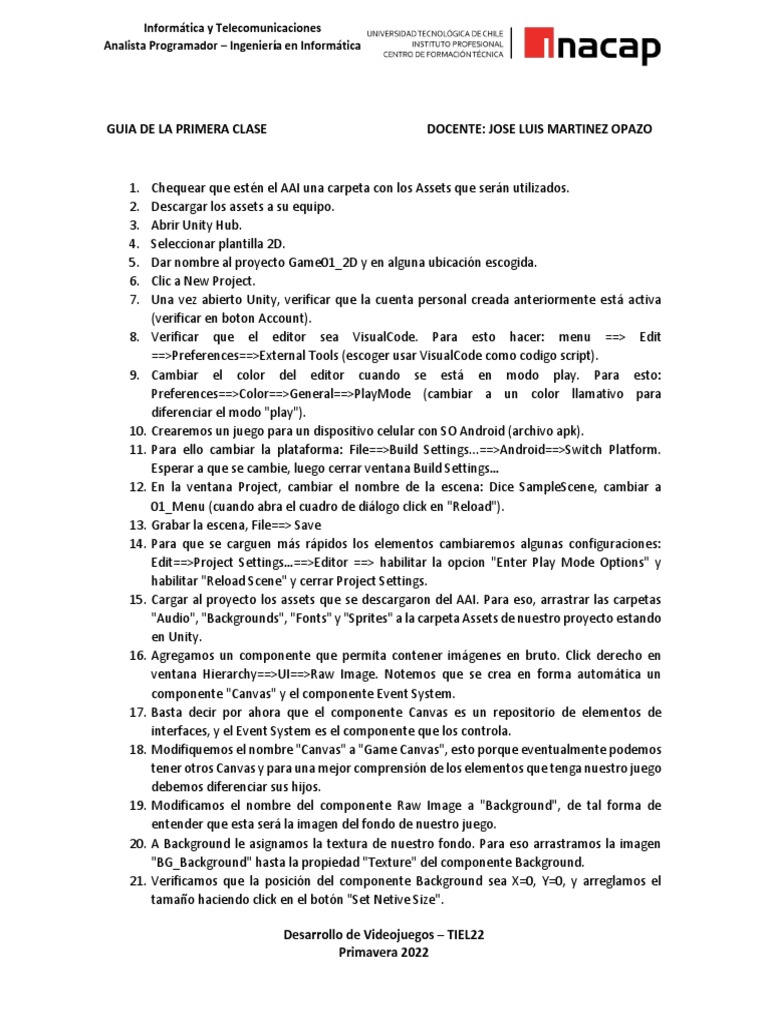 Guía Inicial para Unity y Android | PDF | Unidad (motor de juego) | Desarrollo de software