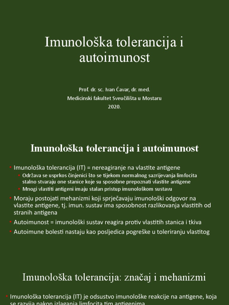 Pogl 9.-Imunološka Tolerancija I Autoimunost | PDF