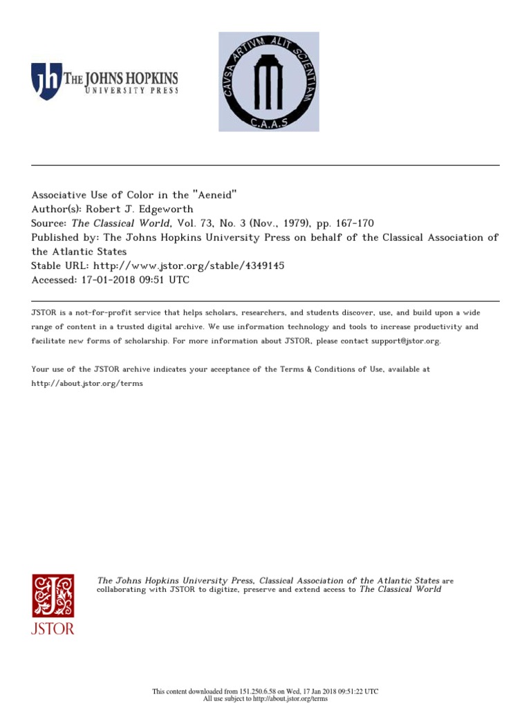 Associative Use of Color in The Aeneid | PDF | Virgil | Color