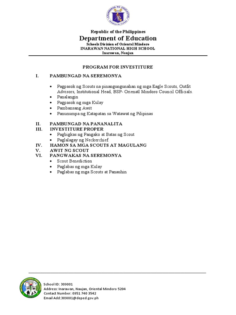 Investiture Ceremony | PDF