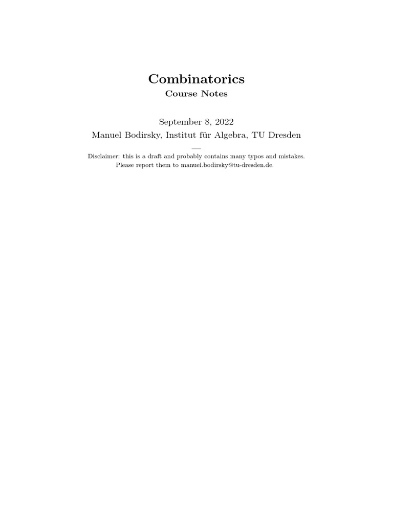 Combinatorics Pdf Linear Programming Combinatorics
