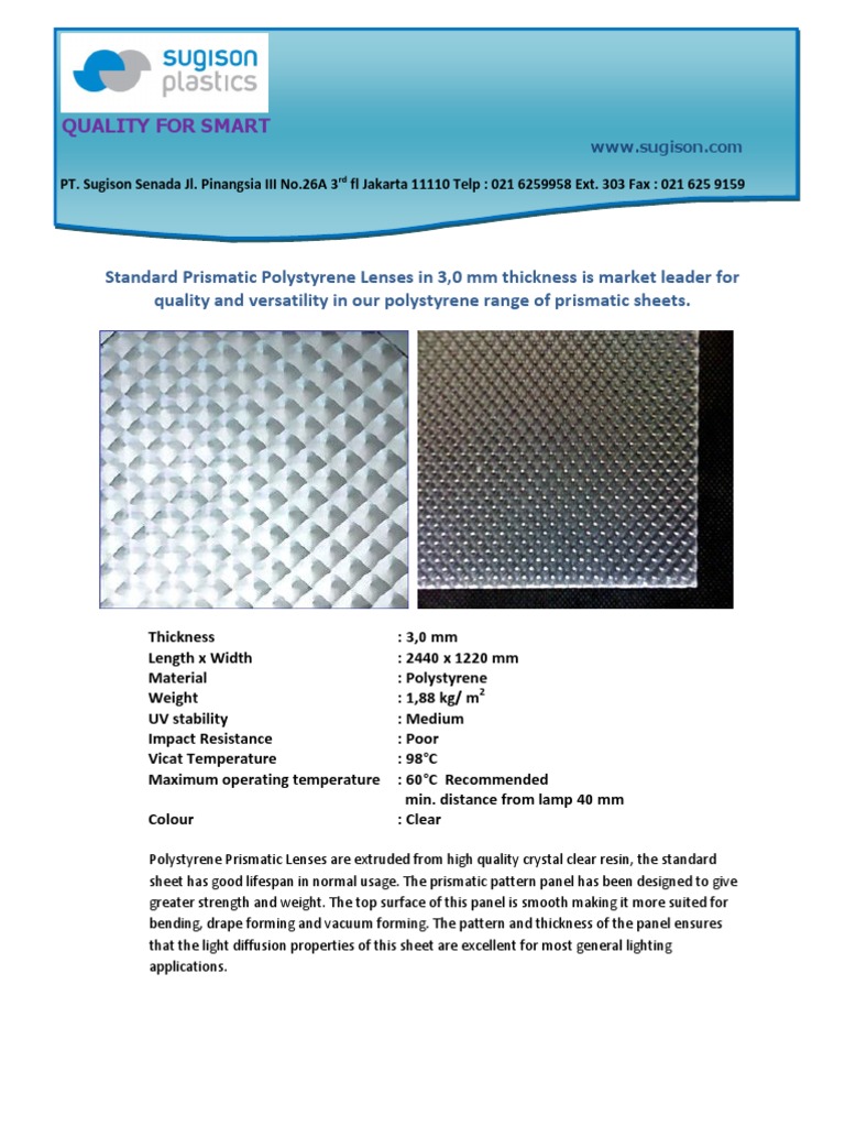 Prismatic Polystyrene Lenses Guide | PDF